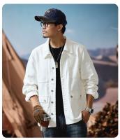 China White Daily Fabric Hem french workwear jacket wholesale Cotton 100% Long Sleeve Custom (JK739) for sale