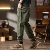 China Army Green Daily Washed Mid Waist cargo pants wholesale price Army Green Solid Color Custom (HY638) for sale