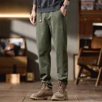 China Army Green Daily Washed Mid Waist cargo pants wholesale price Army Green Solid Color Custom (HY638) for sale