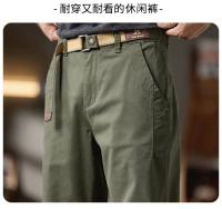 China Army Green Daily Washed Mid Waist cargo pants wholesale price Army Green Solid Color Custom (HY638) for sale