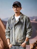 China Zipper Daily Fabric Hem Long Sleeve biker jacket wholesale Vintage Color Polyester 19% Custom (JK711) for sale