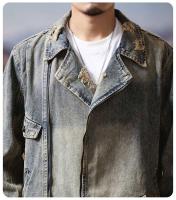 China Zipper Daily Fabric Hem Long Sleeve biker jacket wholesale Vintage Color Polyester 19% Custom (JK711) for sale