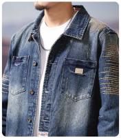China Polyester 19% Blue Daily Fabric Hem french workwear jacket wholesale Long Sleeve Polyester 19% Custom (JK524) for sale