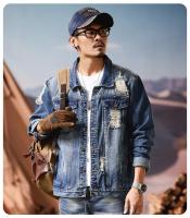 China Blue Single Breasted Fabric Hem Blue Daily Fabric Hem french workwear jacket wholesale Long Sleeve Polyester 19% Custom (JK591) for sale