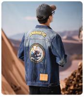 China Embroidered Blue Daily Fabric Hem french workwear jacket wholesale Embroidered Long Sleeve Custom (JK558) for sale