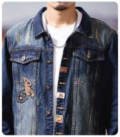 China Embroidered Blue Daily Fabric Hem french workwear jacket wholesale Embroidered Long Sleeve Custom (JK558) for sale