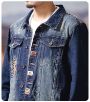 China Embroidered Blue Daily Fabric Hem french workwear jacket wholesale Embroidered Long Sleeve Custom (JK558) for sale