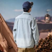 China Striped Light Blue Youth Trend french workwear jacket wholesale Long Sleeve Regular Custom (CS015) for sale