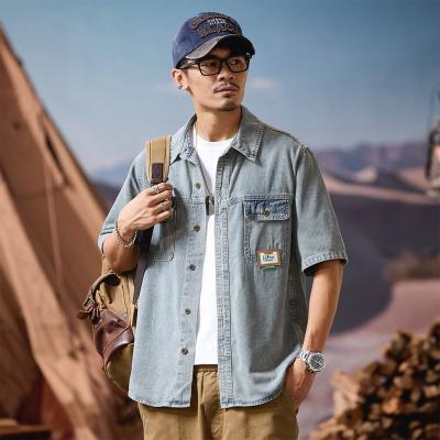 China Summer Youth Trend Short Sleeve mens wholesale dress shirts Vintage Color Loose Fit Custom (CS566) for sale