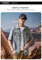 China Summer Youth Trend Short Sleeve mens wholesale dress shirts Vintage Color Loose Fit Custom (CS566) for sale