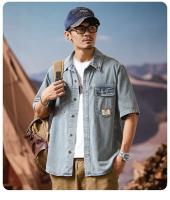 China Summer Youth Trend Short Sleeve mens wholesale dress shirts Vintage Color Loose Fit Custom (CS566) for sale