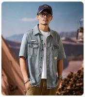China Summer Youth Trend Short Sleeve mens wholesale dress shirts Vintage Color Loose Fit Custom (CS566) for sale
