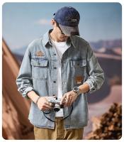 China Blue Blue Solid Color Youth Trend french workwear jacket wholesale Long Sleeve Regular Custom (CS006) for sale