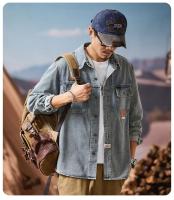 China Blue Blue Solid Color Youth Trend french workwear jacket wholesale Long Sleeve Regular Custom (CS006) for sale