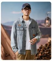 China Blue Blue Solid Color Youth Trend french workwear jacket wholesale Long Sleeve Regular Custom (CS006) for sale