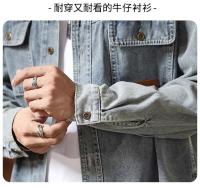 China Blue Blue Solid Color Youth Trend french workwear jacket wholesale Long Sleeve Regular Custom (CS006) for sale