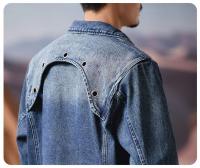 China Blue Blue Fabric Hem Long Sleeve biker jacket wholesale Polyester 19% Urban Fashion Custom (JK525) for sale