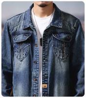 China Blue Blue Fabric Hem Long Sleeve biker jacket wholesale Polyester 19% Urban Fashion Custom (JK525) for sale