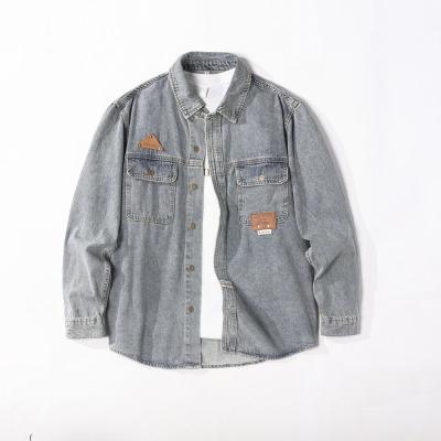 China Autumn Light Blue Solid Color french workwear jacket wholesale Long Sleeve Urban Fashion Custom (CS006) for sale