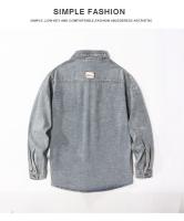 China Autumn Light Blue Solid Color french workwear jacket wholesale Long Sleeve Urban Fashion Custom (CS006) for sale
