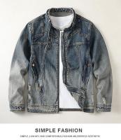 China Solid Color Youth Trend Long Sleeve mens denim jacket wholesale Polyester 19% Zipper Custom (JK712) for sale