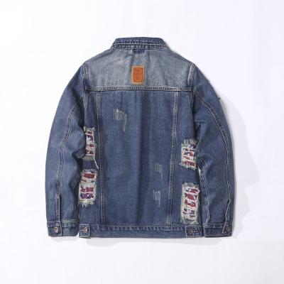 China Blue Fabric Hem Long Sleeve french workwear jacket wholesale Polyester 19% Single Breasted Custom (JK5102) for sale