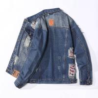 China Blue Fabric Hem Long Sleeve french workwear jacket wholesale Polyester 19% Single Breasted Custom (JK5102) for sale