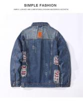 China Blue Fabric Hem Long Sleeve french workwear jacket wholesale Polyester 19% Single Breasted Custom (JK5102) for sale