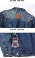 China Blue Fabric Hem Long Sleeve french workwear jacket wholesale Polyester 19% Single Breasted Custom (JK5102) for sale