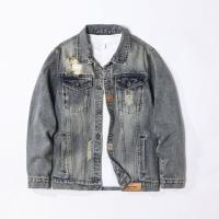 China Fabric Hem Solid Color Youth Trend wholesale skinny jeans mens Long Sleeve Vintage Color Custom (JK590) for sale