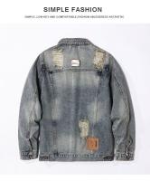 China Fabric Hem Solid Color Youth Trend wholesale skinny jeans mens Long Sleeve Vintage Color Custom (JK590) for sale