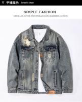 China Fabric Hem Solid Color Youth Trend wholesale skinny jeans mens Long Sleeve Vintage Color Custom (JK590) for sale