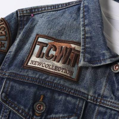 China Blue Fabric Hem Solid Color french workwear jacket wholesale Long Sleeve Polyester 19% Custom (JK549) for sale