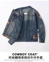China Blue Fabric Hem Solid Color french workwear jacket wholesale Long Sleeve Polyester 19% Custom (JK549) for sale