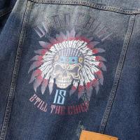 China Blue Printed Fabric Hem french workwear jacket wholesale Youth Trend Long Sleeve Custom (JK580) for sale