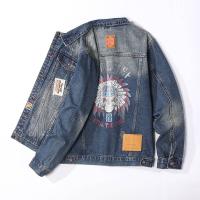 China Blue Printed Fabric Hem french workwear jacket wholesale Youth Trend Long Sleeve Custom (JK580) for sale