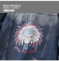 China Blue Printed Fabric Hem french workwear jacket wholesale Youth Trend Long Sleeve Custom (JK580) for sale