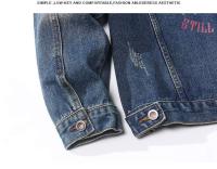 China Blue Printed Fabric Hem french workwear jacket wholesale Youth Trend Long Sleeve Custom (JK580) for sale