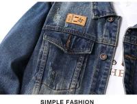 China Blue Printed Fabric Hem french workwear jacket wholesale Youth Trend Long Sleeve Custom (JK580) for sale