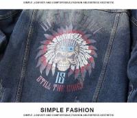 China Blue Printed Fabric Hem french workwear jacket wholesale Youth Trend Long Sleeve Custom (JK580) for sale