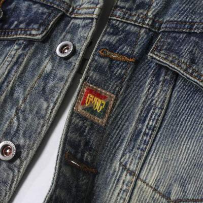 China Fabric Hem Embroidered Solid Color french workwear jacket wholesale Long Sleeve Vintage Color Custom (JK594) for sale