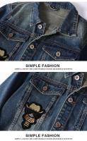 China Blue Fabric Hem Embroidered french workwear jacket wholesale Youth Trend Long Sleeve Custom (JK541) for sale