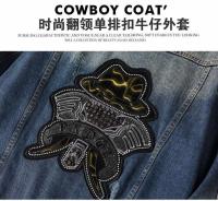 China Blue Fabric Hem Embroidered french workwear jacket wholesale Youth Trend Long Sleeve Custom (JK541) for sale