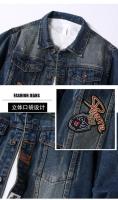 China Embroidered Blue Fabric Hem Embroidered french workwear jacket wholesale Youth Trend Long Sleeve Custom (JK558) for sale