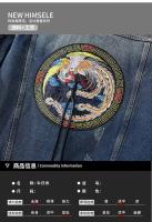 China Embroidered Blue Fabric Hem Embroidered french workwear jacket wholesale Youth Trend Long Sleeve Custom (JK558) for sale