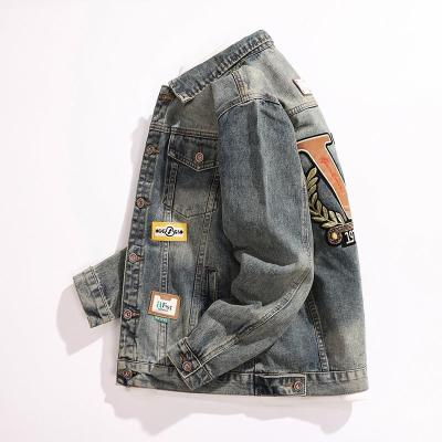 China Embroidered Fabric Hem Embroidered Solid Color french workwear jacket wholesale Youth Trend Long Sleeve Custom (JK543) for sale