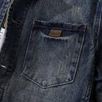 China Blue Fabric Hem Embroidered biker jacket wholesale Solid Color Long Sleeve Custom (JK538) for sale