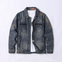 China Blue Fabric Hem Embroidered biker jacket wholesale Solid Color Long Sleeve Custom (JK538) for sale