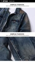 China Blue Fabric Hem Embroidered biker jacket wholesale Solid Color Long Sleeve Custom (JK538) for sale