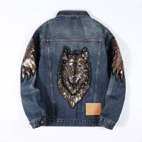 China Blue Blue Fabric Hem Embroidered french workwear jacket wholesale Long Sleeve Polyester 19% Custom (JK537) for sale